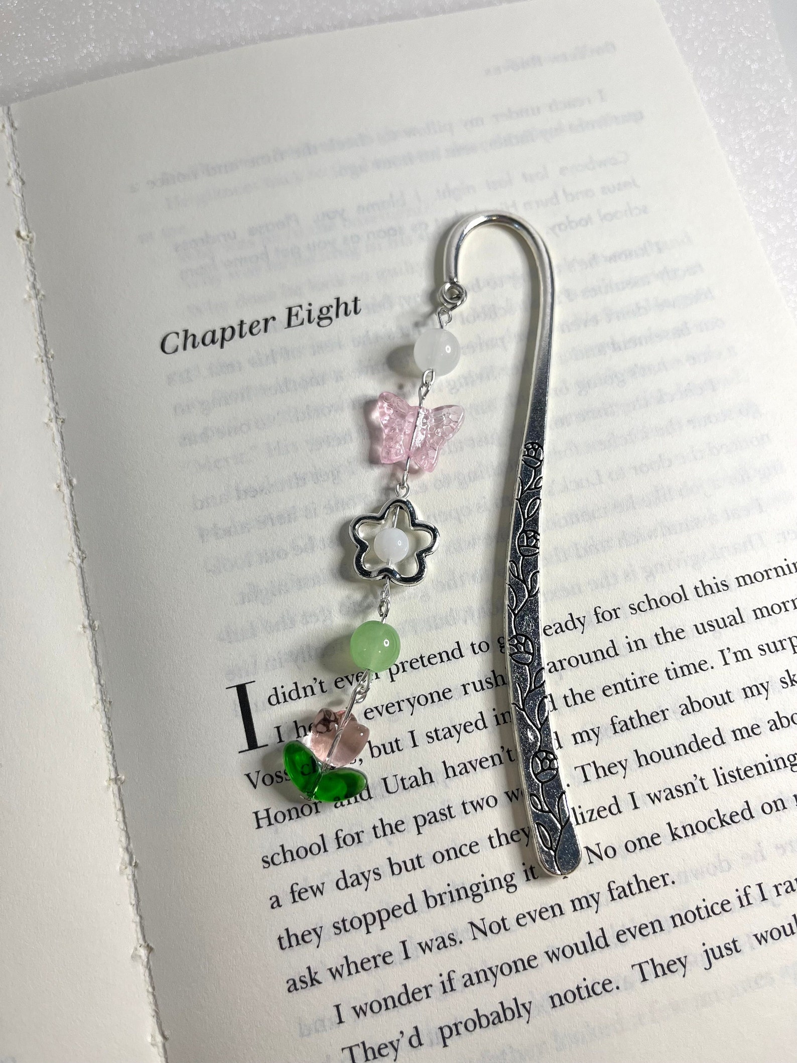 Floral Spring Pinkgreen Butterfly Bookmark Beaded Bookmark Metal ...