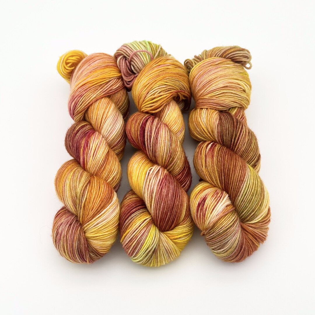 Hand Dyed Yarn, Harvest Dance, Sock Yarn, DK Weight, Superwash Merino ...