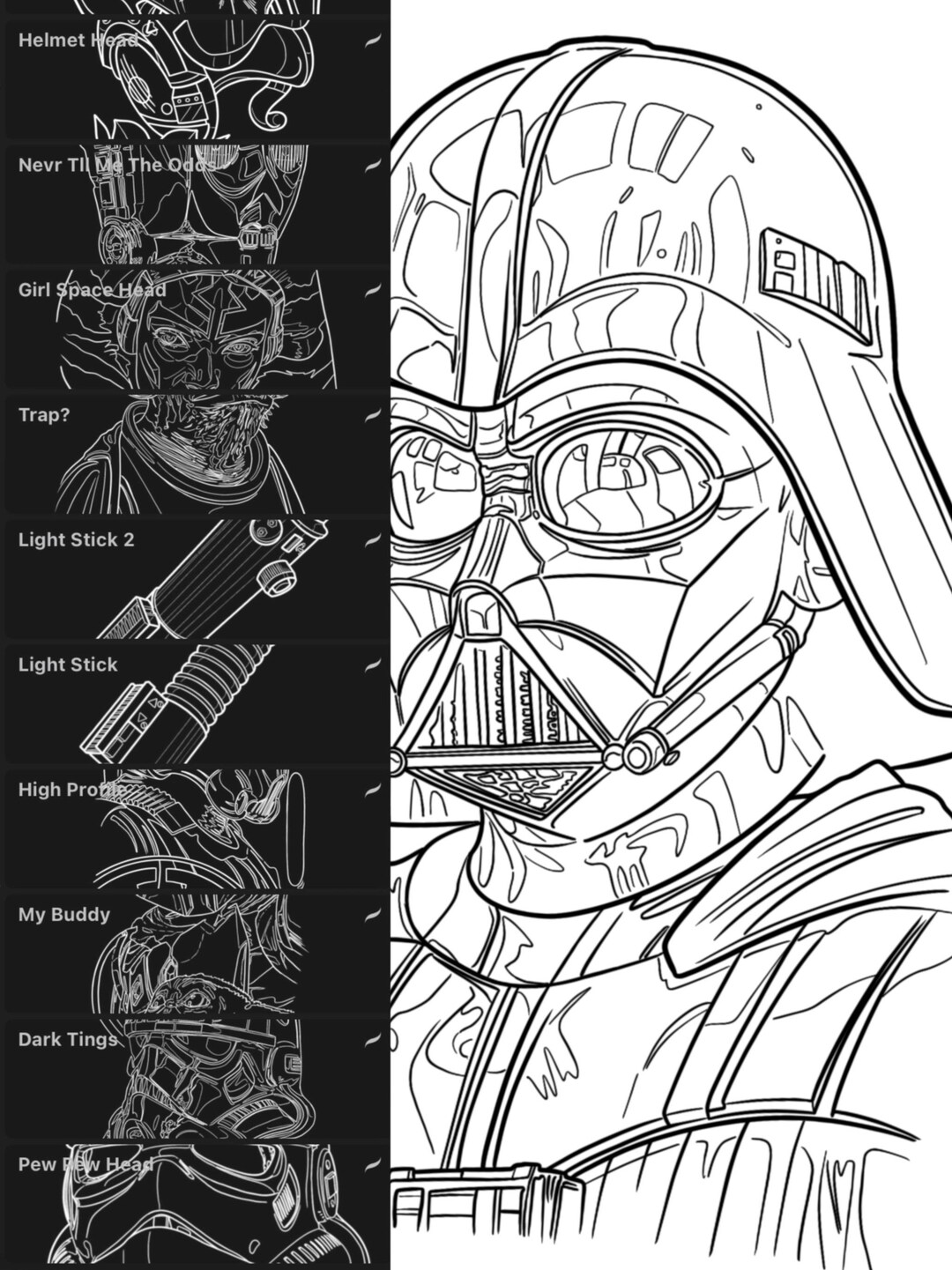 A Galaxy Not so Far Away. 17 One off Line Drawings in a Brush Pack for ...
