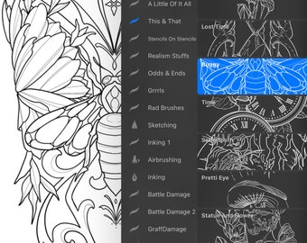 Inkmaster Ryan Eternal 21 Pack Procreate Brushset, Procreate Brushes, Line Work, Tattoo Designs ...