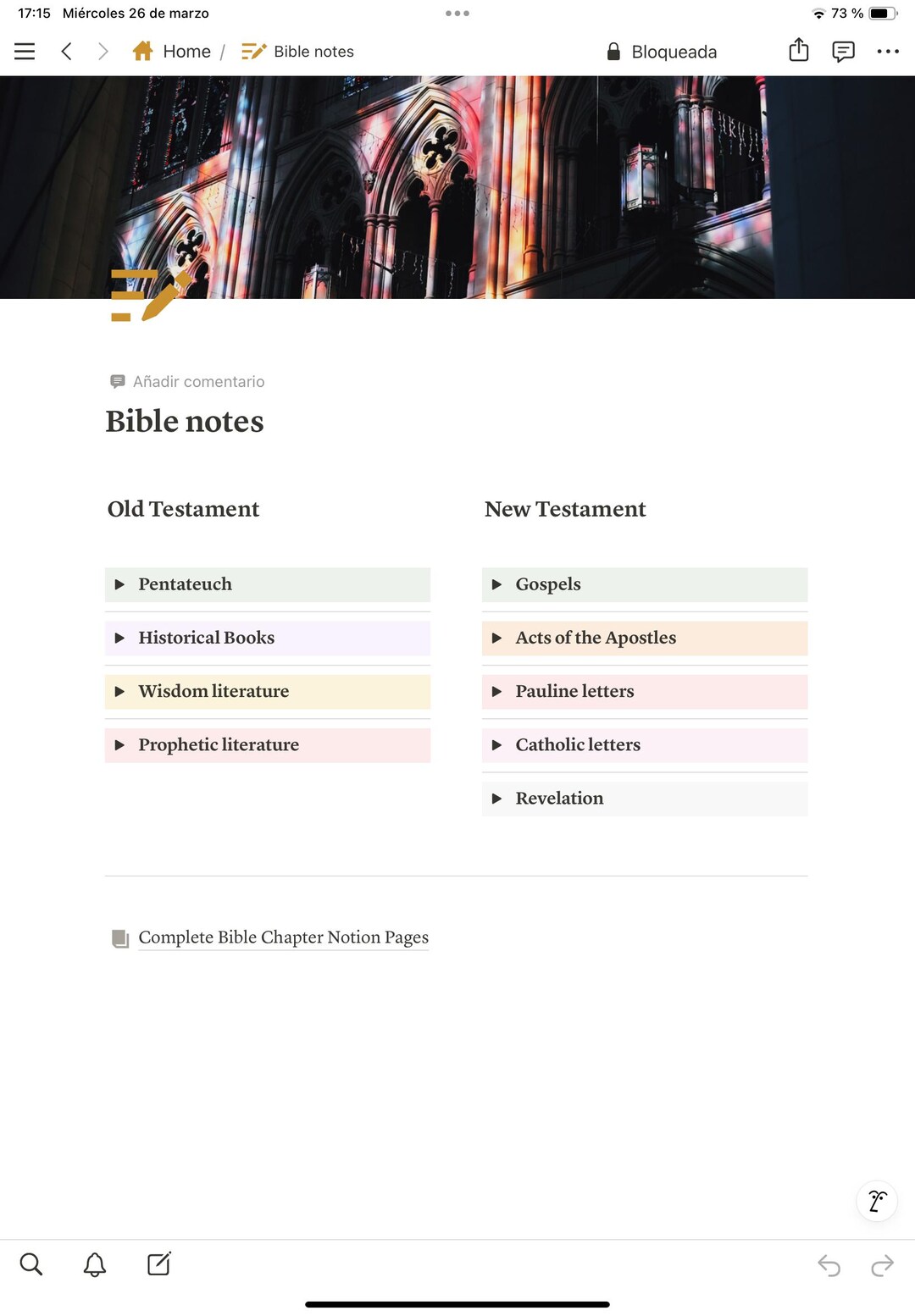 Bible Notes Notion Template - One Notion Page per Chapter of the Bible ...