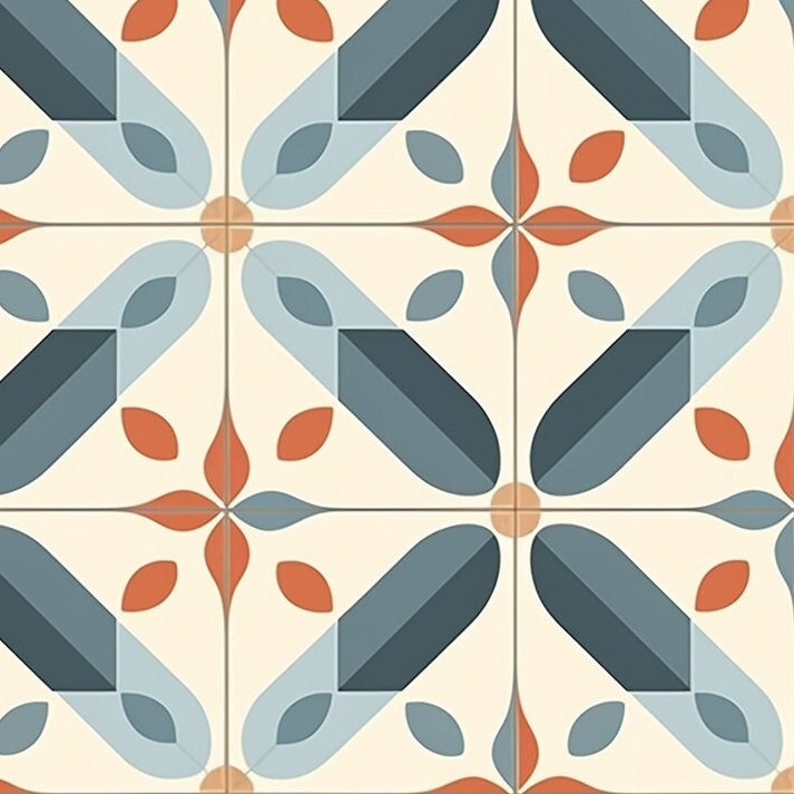 10 Aged Teal and Orange Floor Tile Seamless Patterns Digital - Etsy