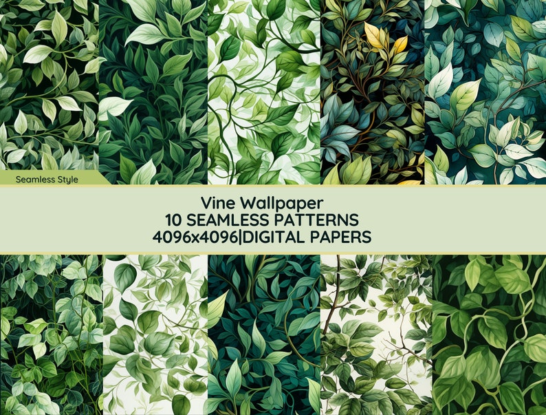 10 Thick Vines Seamless Patterns Digital Bundle, Realistic Vines ...