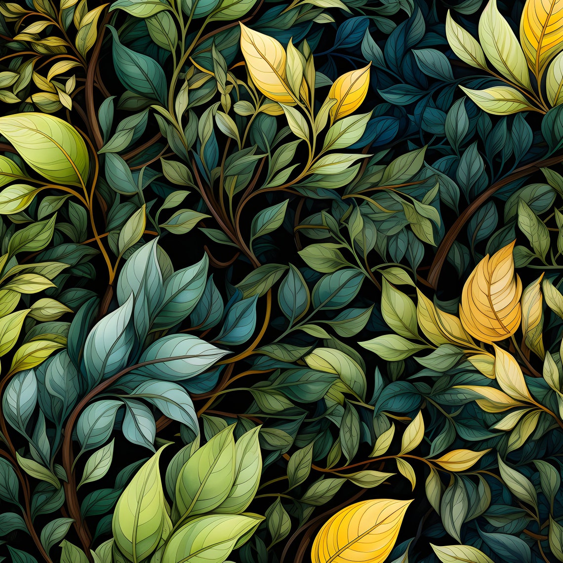 10 Thick Vines Seamless Patterns Digital Bundle, Realistic Vines ...