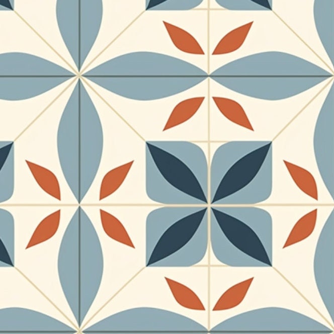 10 Aged Teal and Orange Floor Tile Seamless Patterns Digital Bundle ...