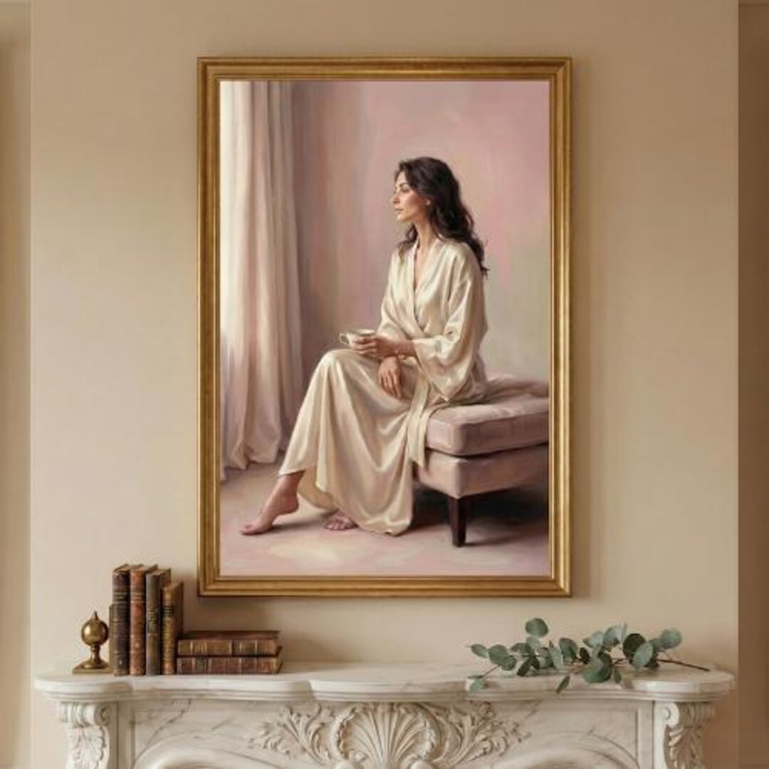 Feminine Wall Art Print • Woman in Robe, Quiet Morning (digital ...