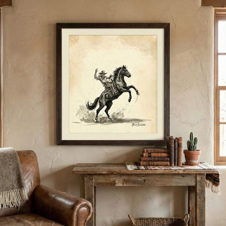Skeleton Cowboy Ink Illustration • Gothic Western Art Printable ...