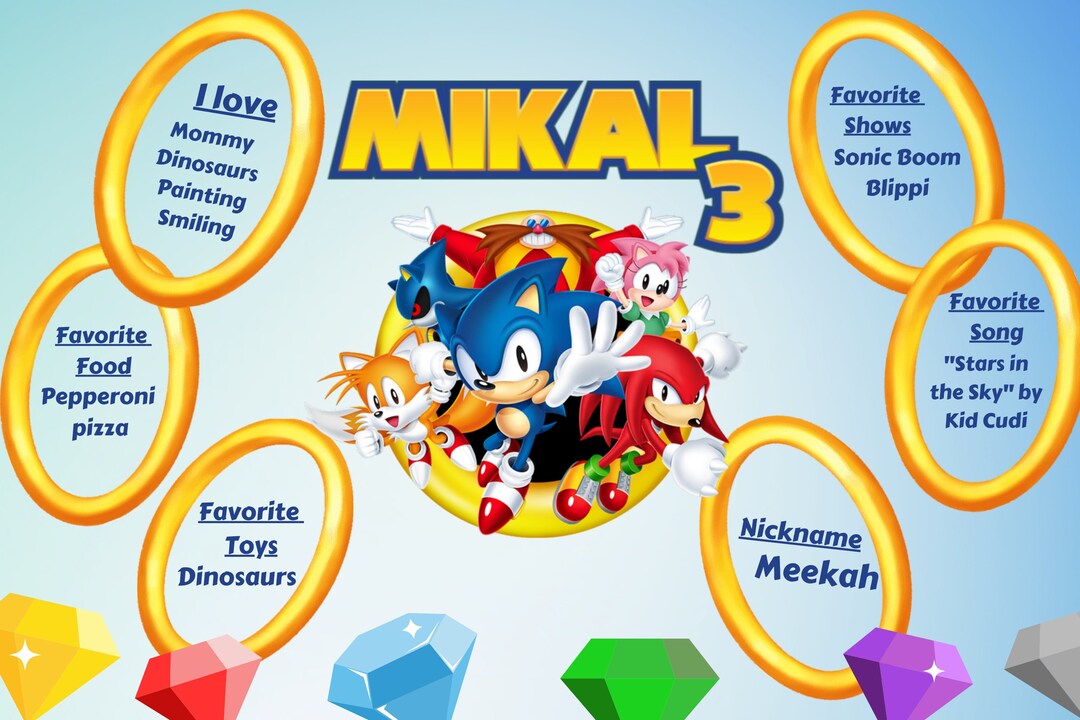 Sonic Themed Birthday Sign | Personalized All About Me Sign | Child's ...