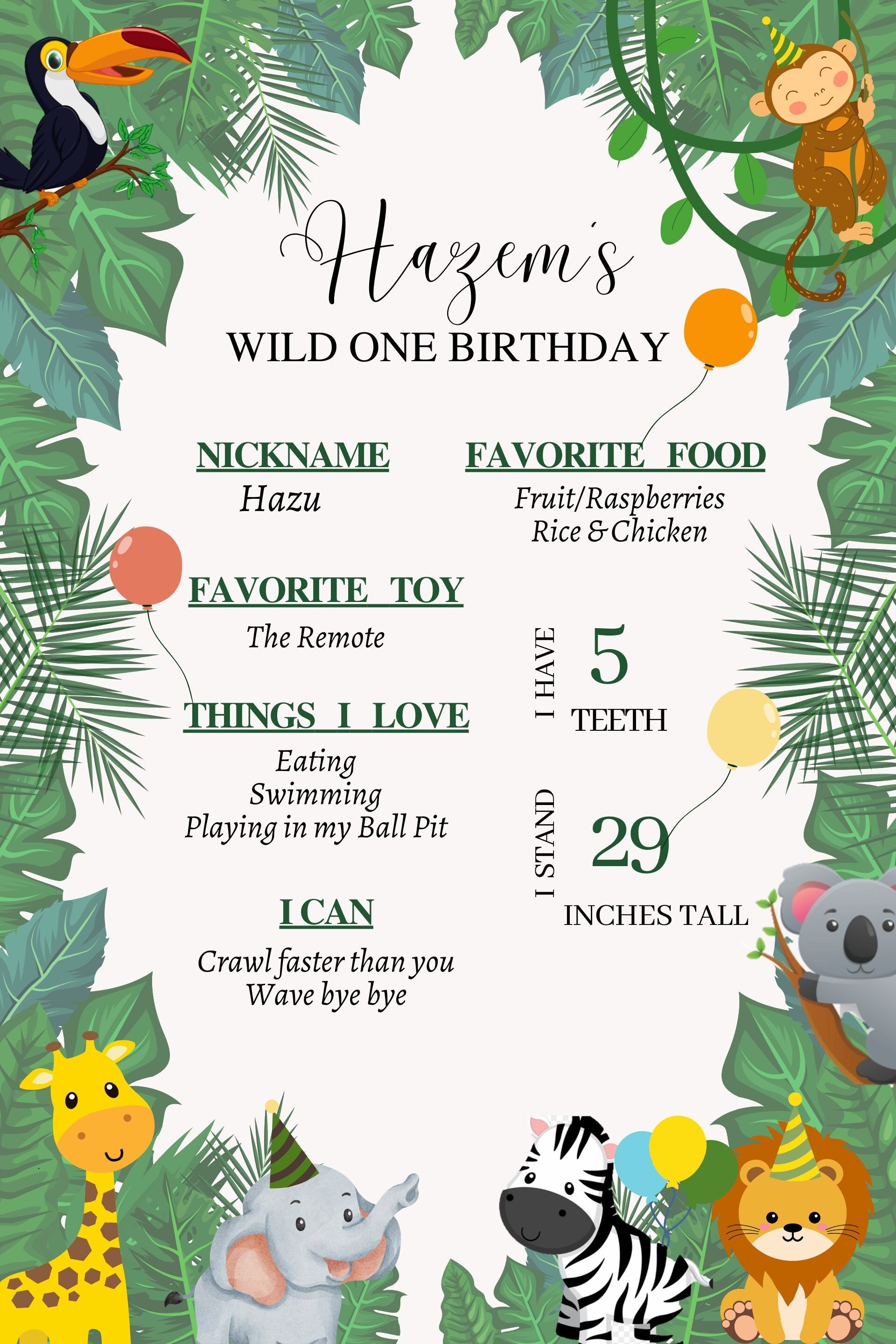 Wild One Themed Birthday Sign | Personalized All About Me Sign | Child ...