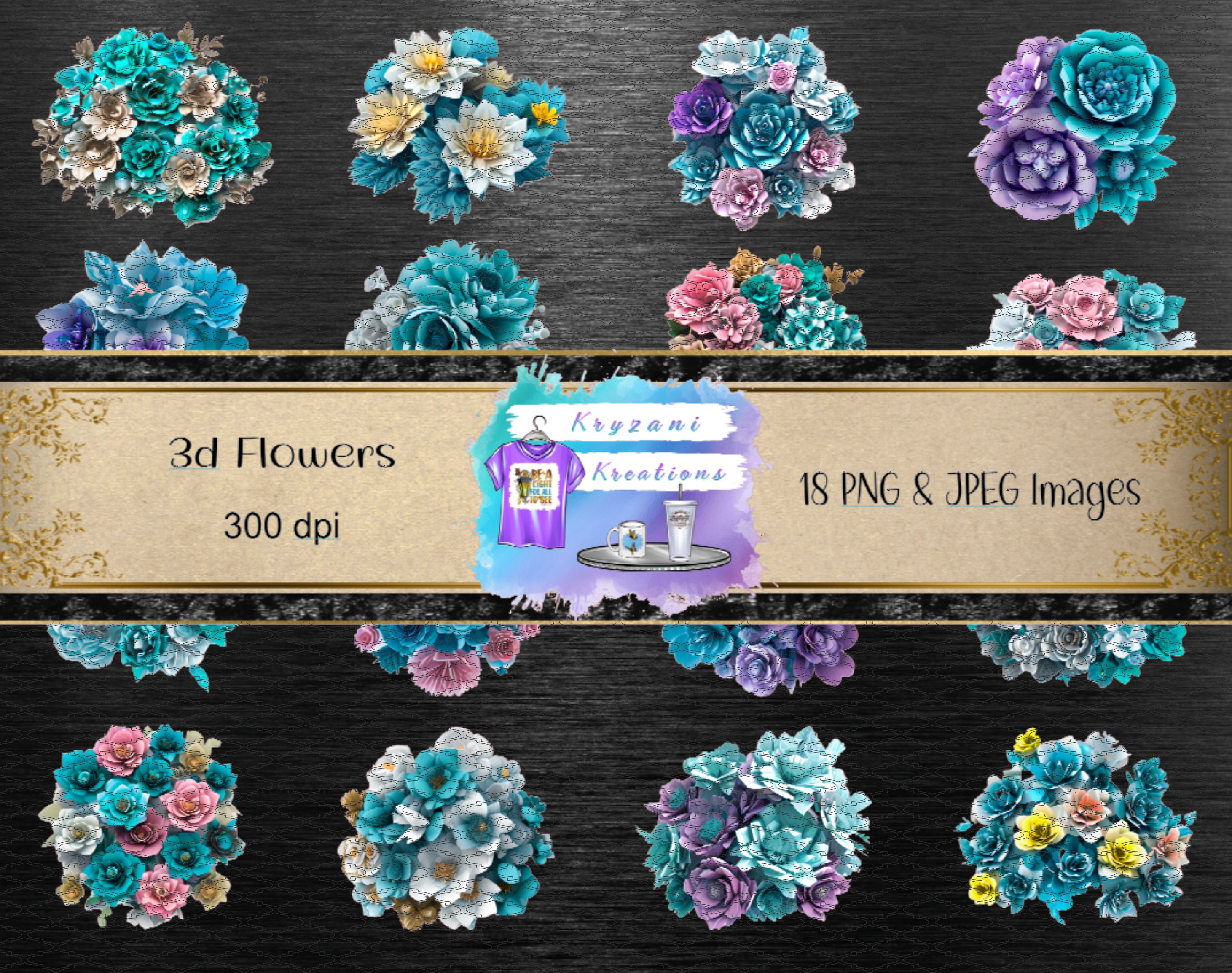 3d Floral Sublimation Designs Bundle, Floral PNG, Sublimation PNG ...