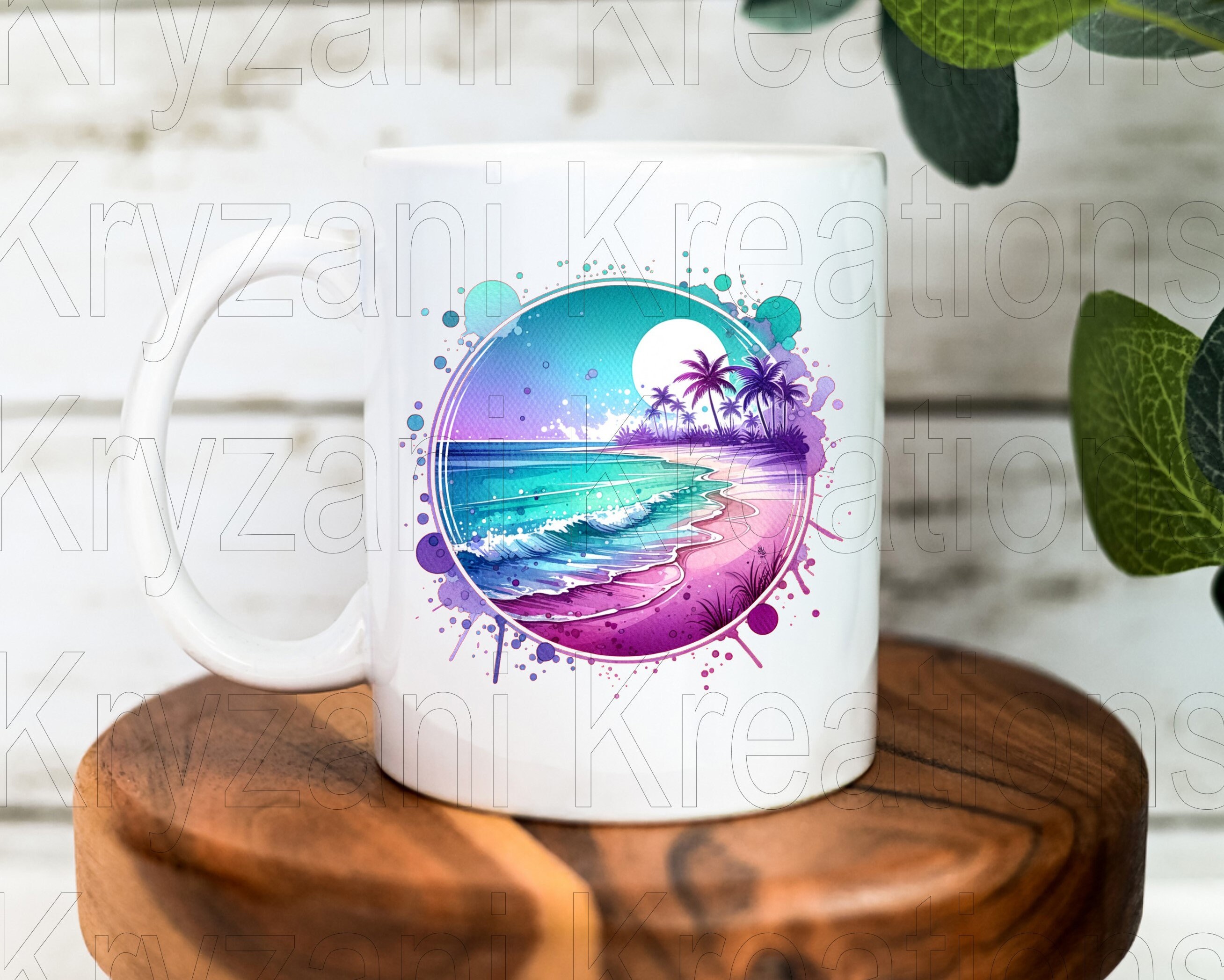 Watercolor - Beach - Sunset - Ocean - Clip Art - PNG Bundle ...