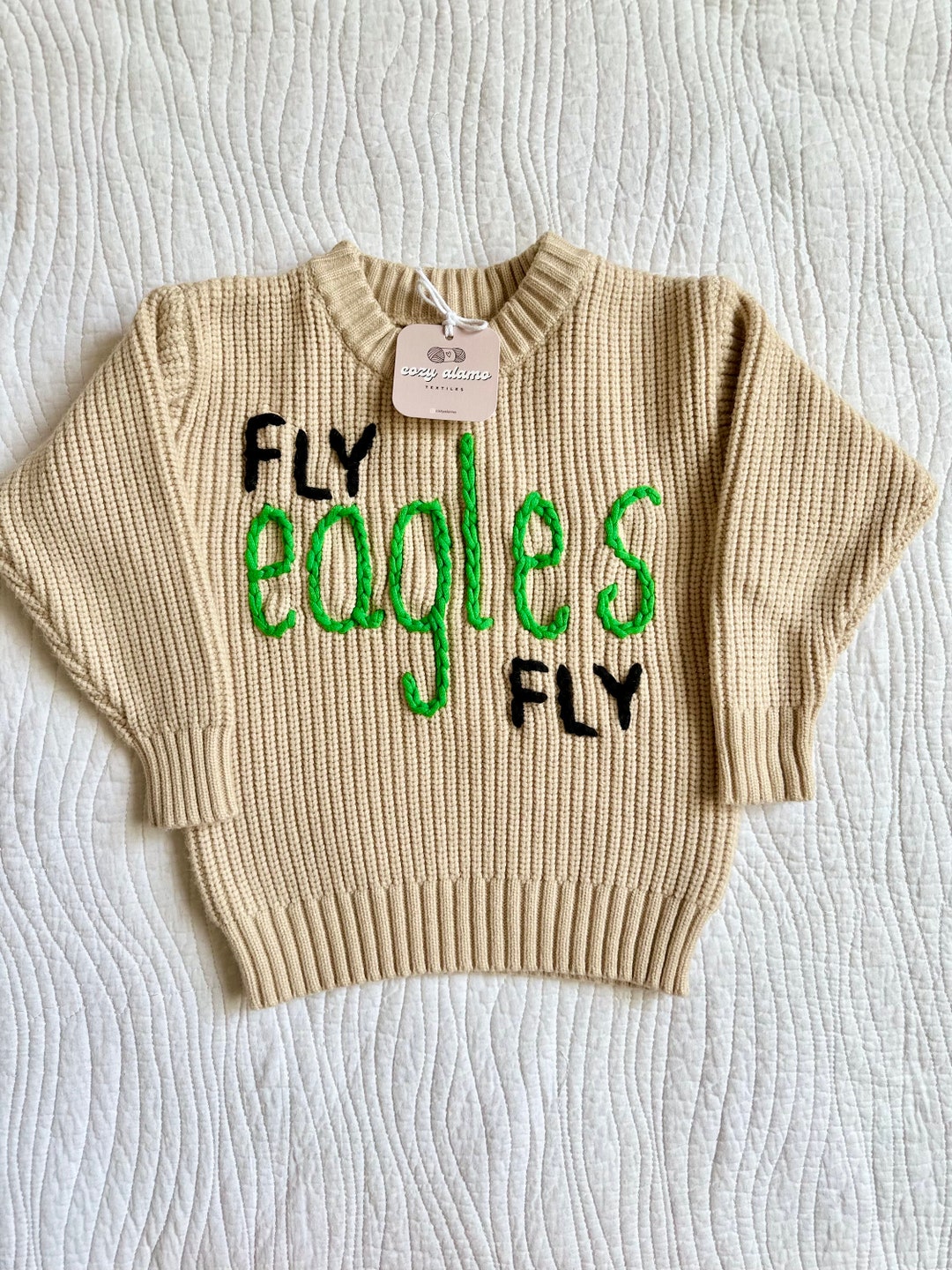 Fly Eagles Fly Baby, Toddler and Little Kid Knit Sweater in Khaki Made ...