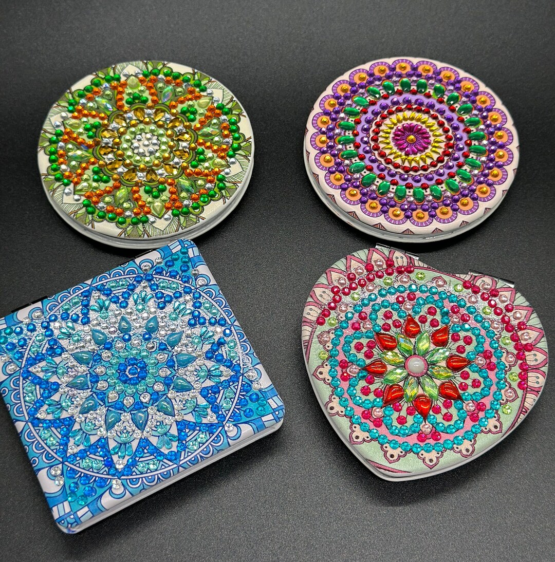 Handmade Mandala Compact Mirror: Diamond Art Bead Design - Etsy