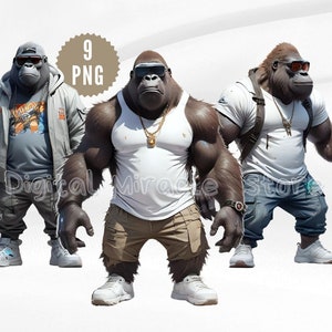 Gorilla Bodybuilder, Gorilaz PNG, Angry Gorilla, Gorilla Rapper ...