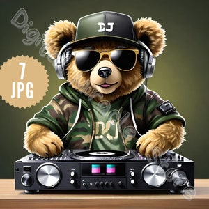 DJ Teddy Bear, Music Teddy Bear, Music Clipart, Teddy Bear in ...