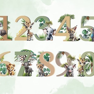 Safari Numbers PNG, Jungle Clipart, Safari Animals, Numbers Clipart ...