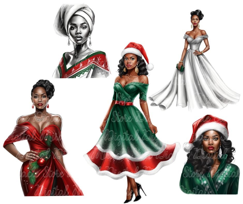 Black Woman Christmas PNG, Xmas Black Girl PNG, Afro Girl Christmas ...
