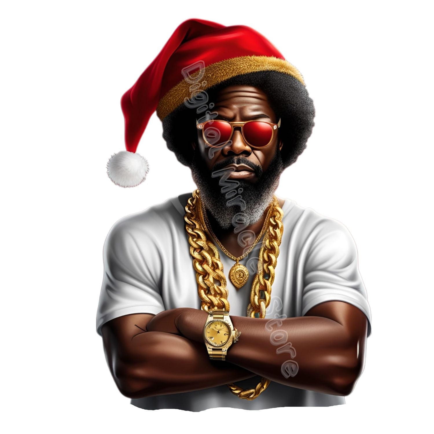 Black Santa PNG, Cool Santa PNG, African American Santa, Afro Santa ...