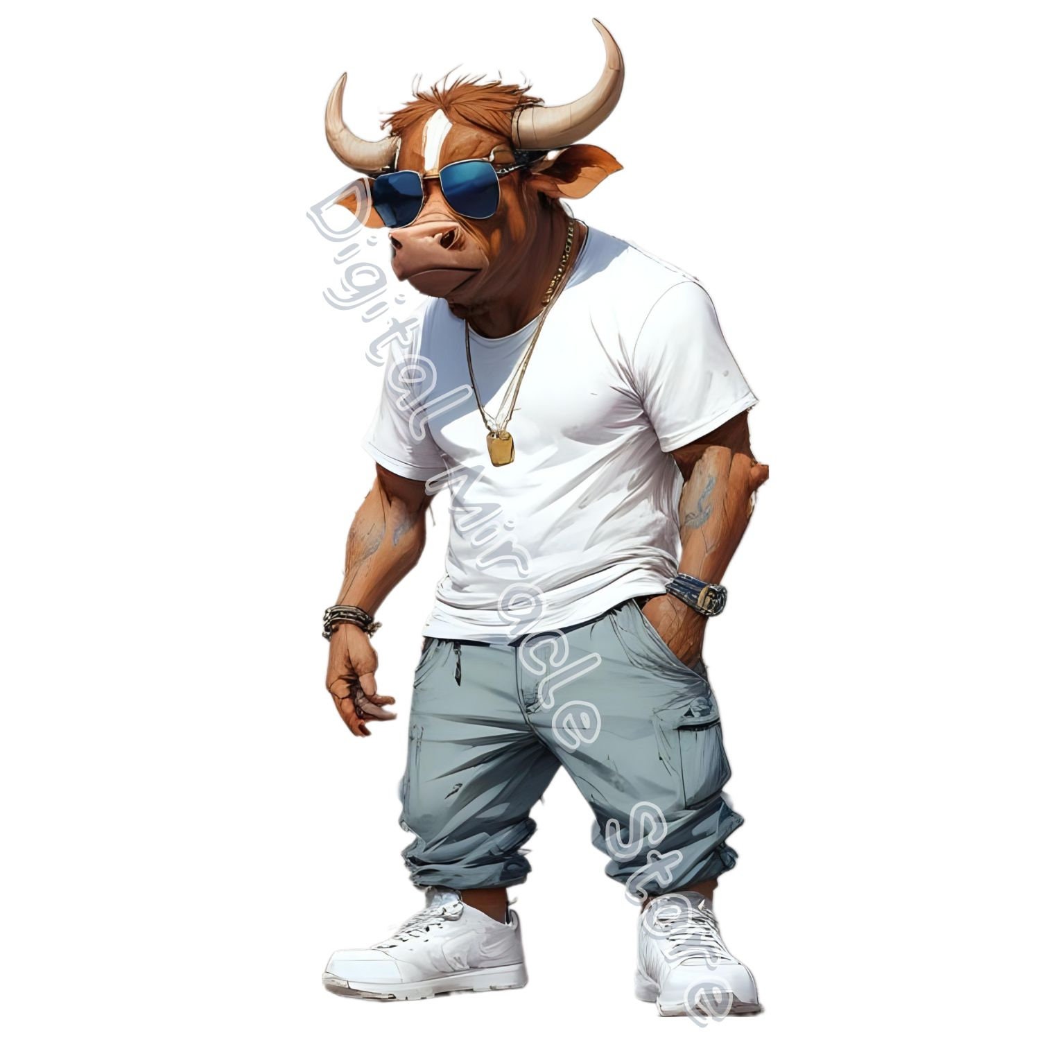 Cartoon Bull, Hip Hop Bull, Cool Bull, Funny Bull, Funny Farm Animal ...