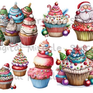Watercolor Christmas Cupcakes Clipart, Christmas Dessert Clipart ...