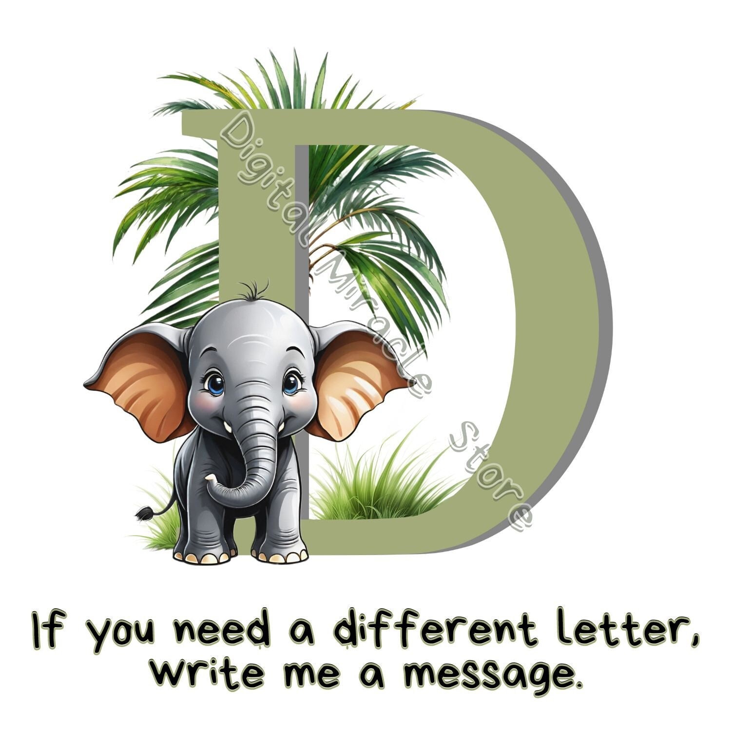 Letter D, Jungle Alphabet, Cute Safari Animals Clipart, Jungle Animal ...