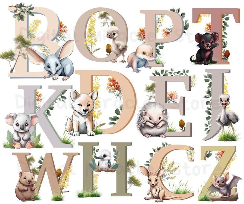 Australian Animals Alphabet, Aussie Animals Letters, Australia Alphabet ...