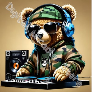 DJ Teddy Bear, Music Teddy Bear, Music Clipart, Teddy Bear in ...