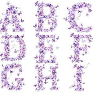 Floral Letters PNG, Purple Flowers Alphabet PNG, Flower Font PNG ...