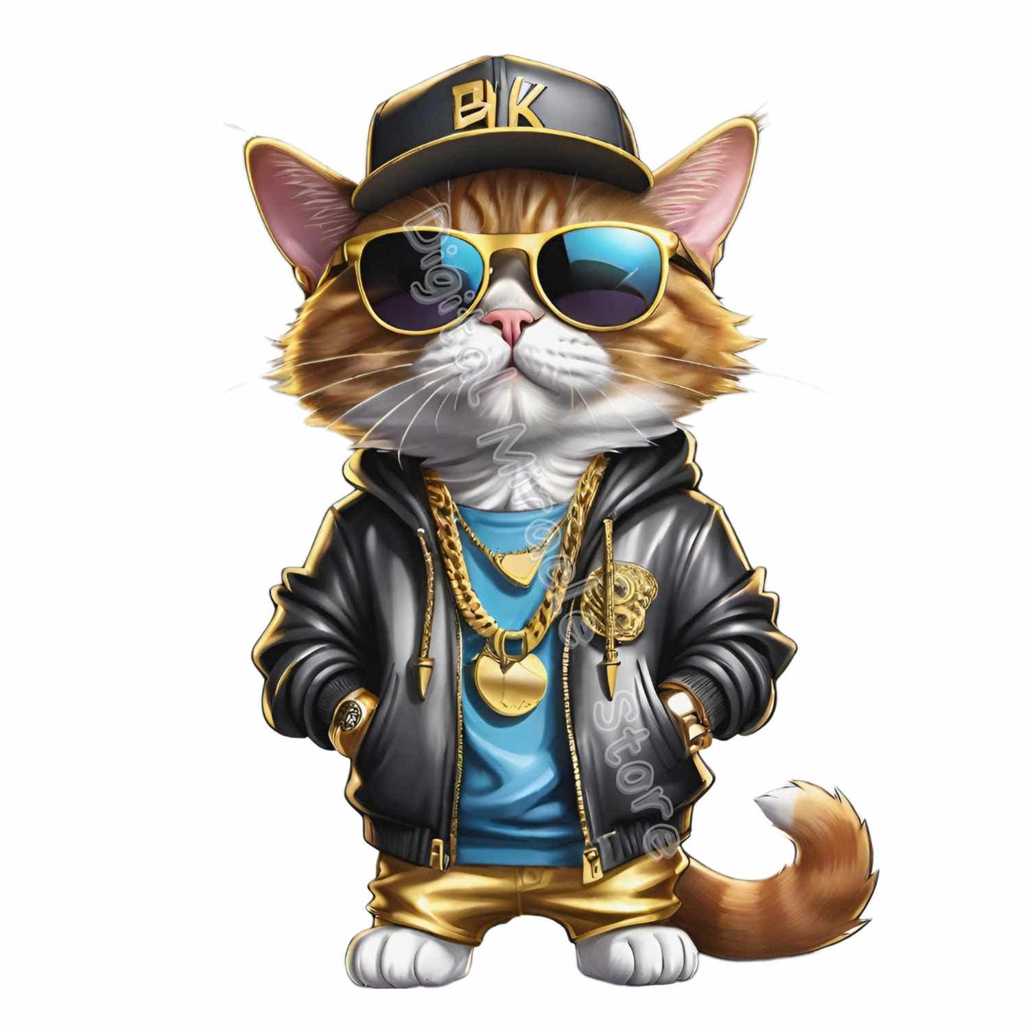 Hip Hop Cat, Cool Cat PNG, Hipster Cat, Funny Cat, Money Cat, Gangsta ...