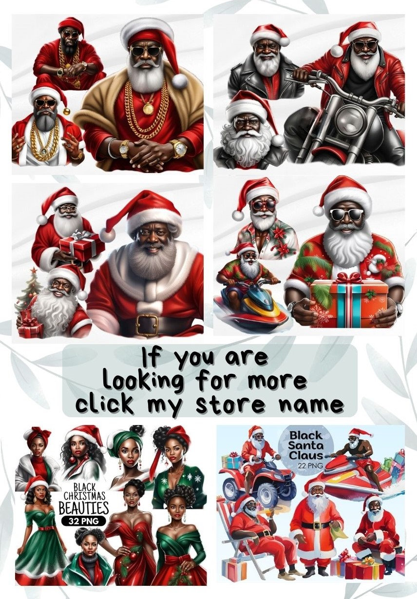Black Santa PNG, Cool Santa PNG, African American Santa, Afro Santa ...