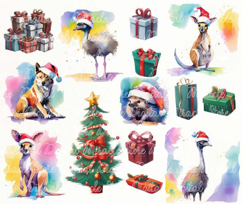 Australian Animals Christmas PNG, Aussie Christmas, Aussie Xmas Animals ...
