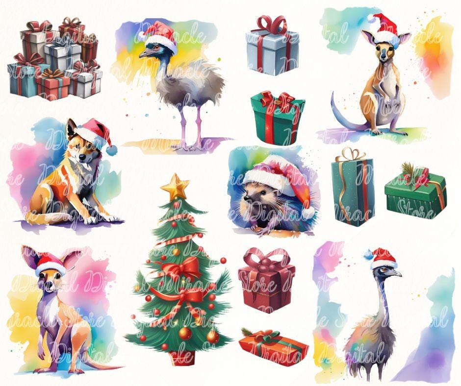 Australian Animals Christmas PNG, Aussie Christmas, Aussie Xmas Animals ...