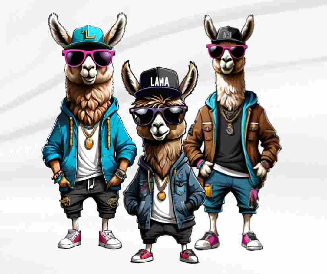 Hip Hop Llama, Llama PNG, Llama Glasses, Cool Llama, Alpaca Clipart ...
