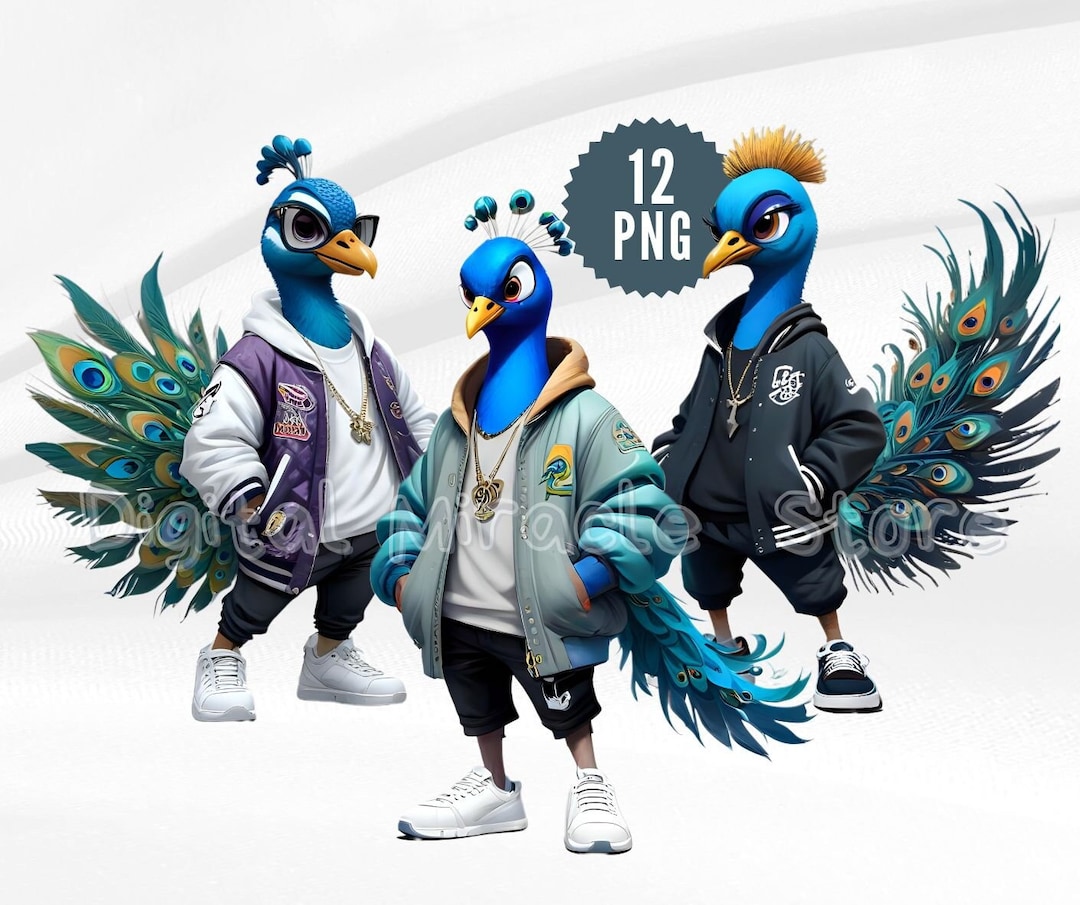 Cool Peacock, Funny Peacock PNG, Hip Hop Peacock Sublimation, Urban ...