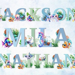 Ocean Alphabet, Ocean Letter Name, Nautical Nursery, Ocean Font ...