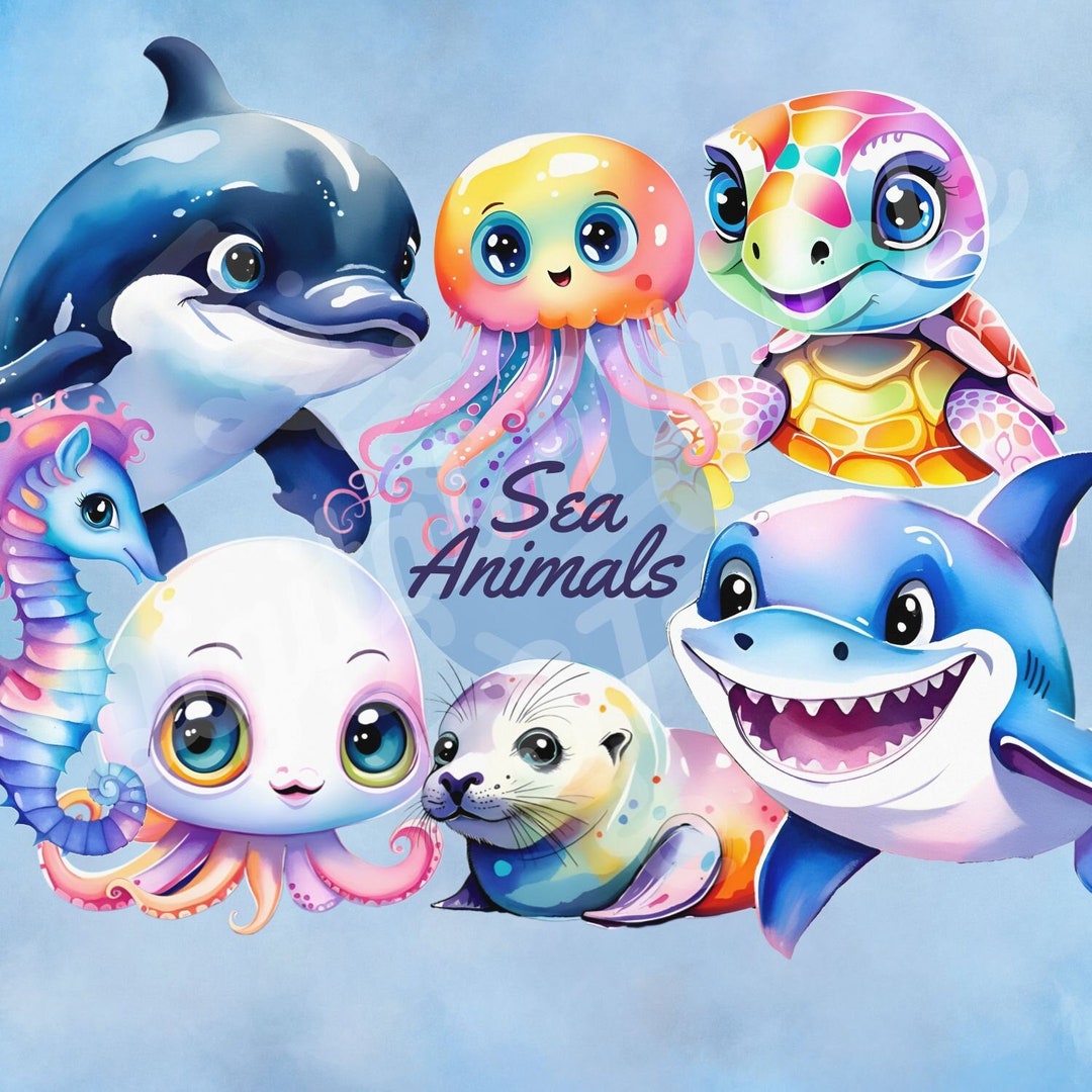 Sea Animals Clipart, Underwater Clipart, Sea Animals PNG, Cute, Fish ...