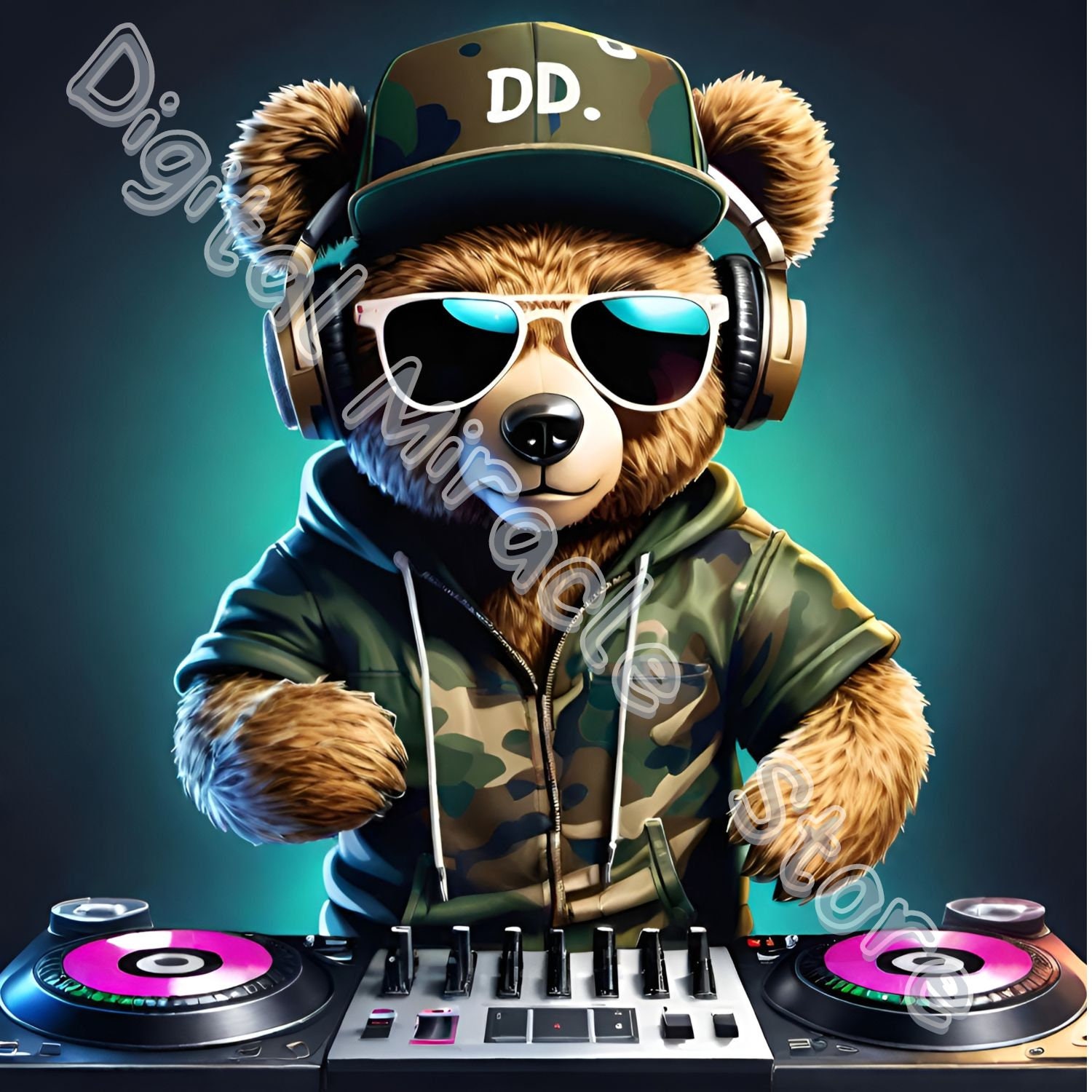 DJ Teddy Bear, Music Teddy Bear, Music Clipart, Teddy Bear in ...