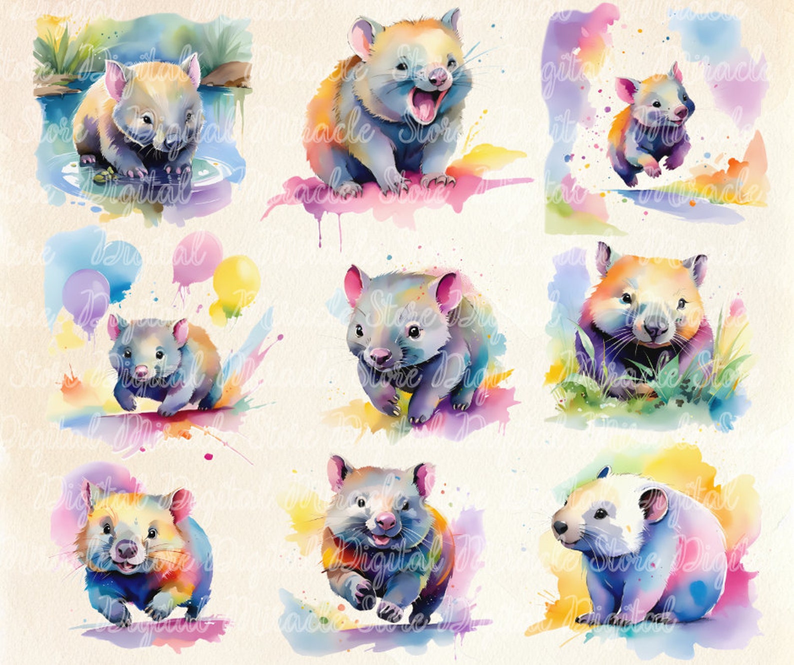 Cute Wombat Clipart, Wombat Sublimation, Australian Animals Clipart ...