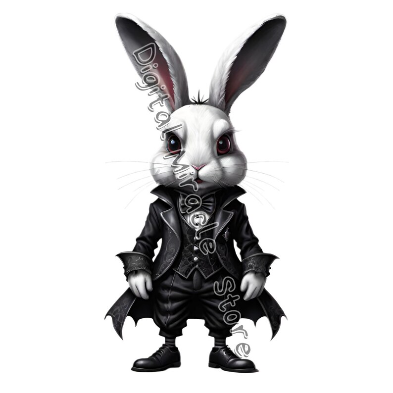 Gothic Bunny, Punk Bunny, Emo Bunny, Gothic Easter Clipart, Punk Easter PNG, Creepy Easter Bunny ...