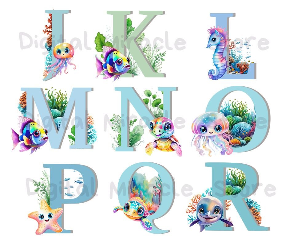 Ocean Alphabet, Ocean Letter Name, Nautical Nursery, Ocean Font ...