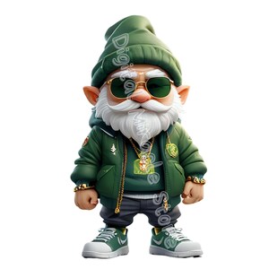 Rapper Gnome, Christmas Gnome, Cool Gnome, Hip Hop Gnome, Xmas Gnome ...
