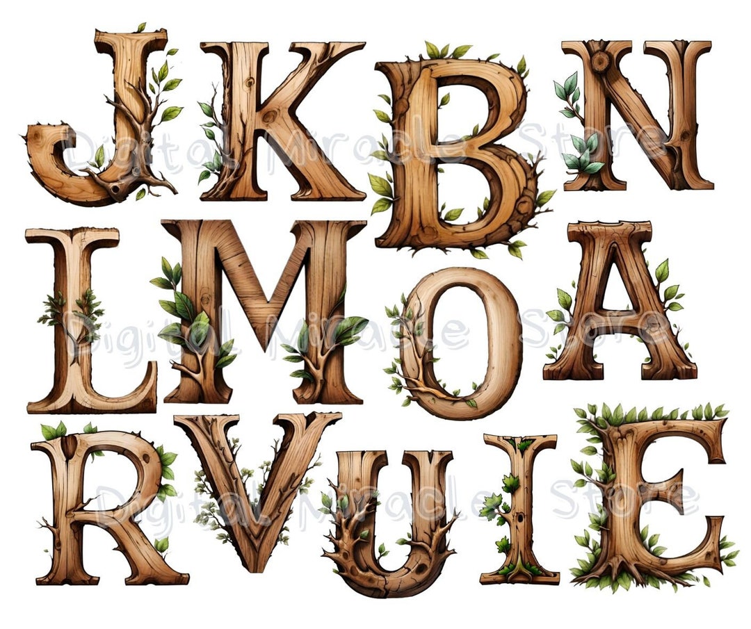 Wood Alphabet PNG, Rustic Font, Wood Letters PNG, Wood Font, Boho ...