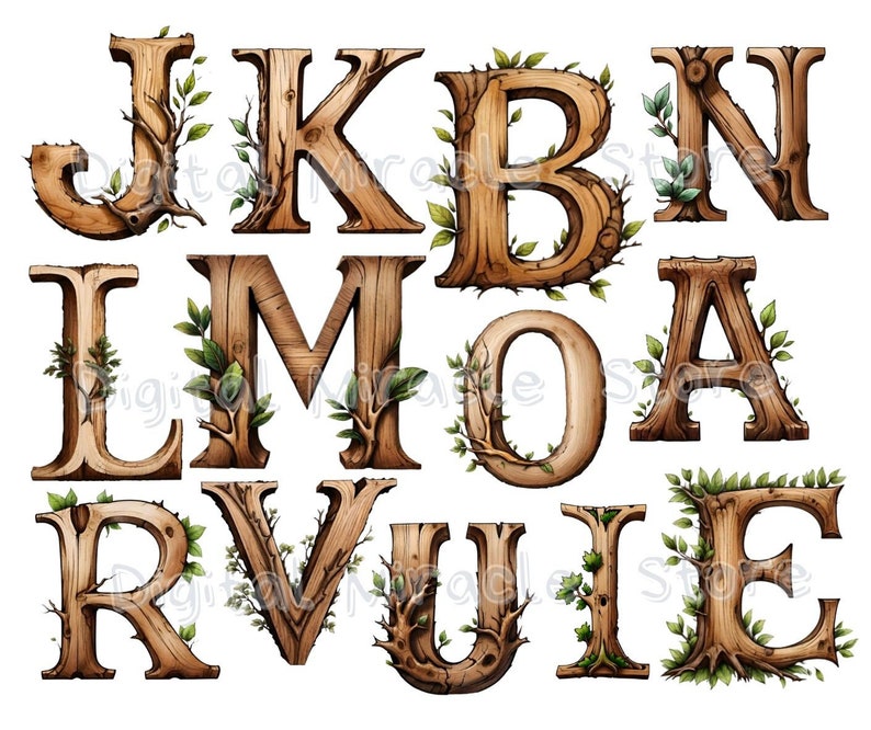 Wood Alphabet PNG, Rustic Font, Wood Letters PNG, Wood Font, Boho ...