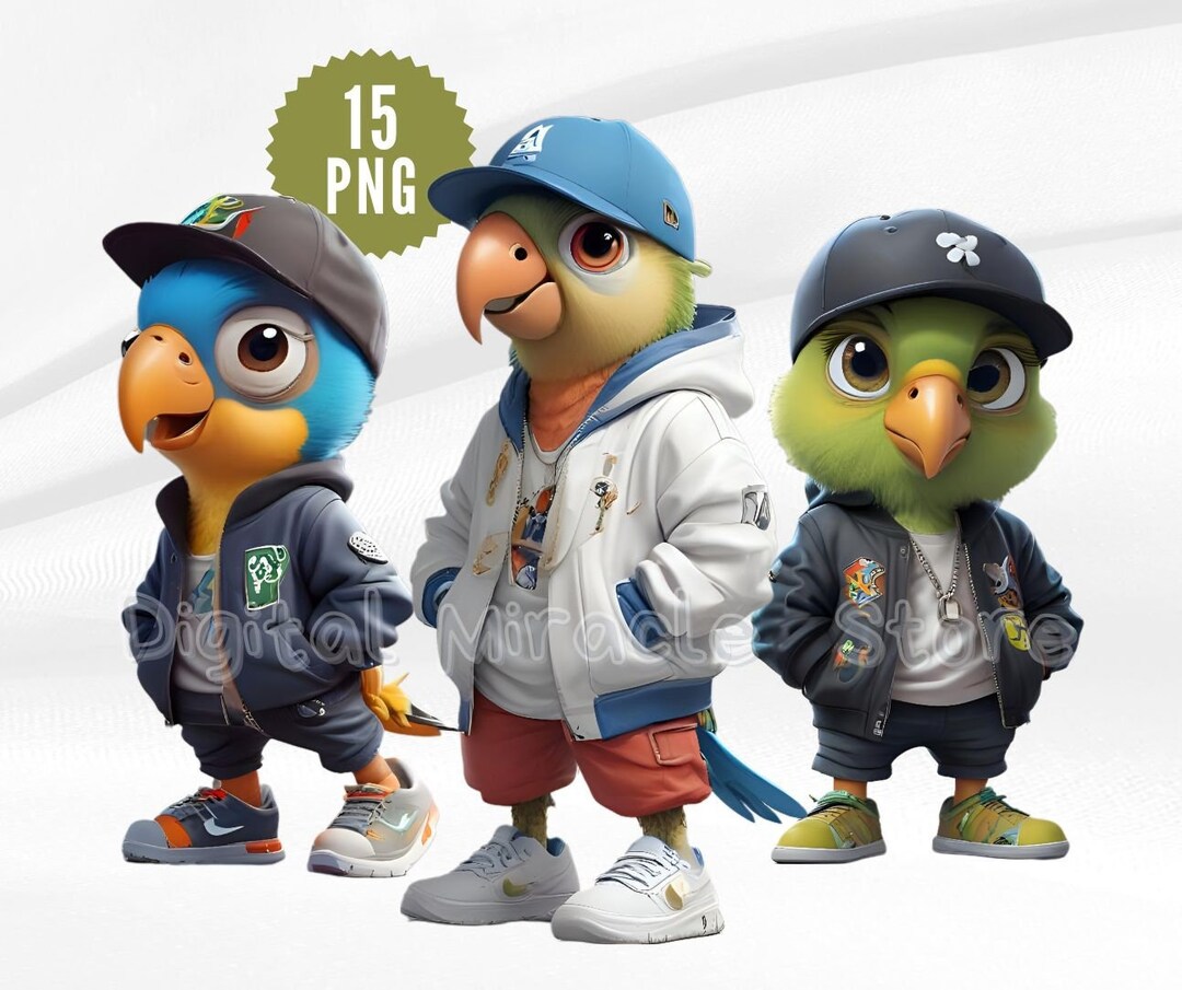 Cool Parrot Clipart, Funny Parrot PNG, Hip Hop Birds, Streetwear Parrot ...