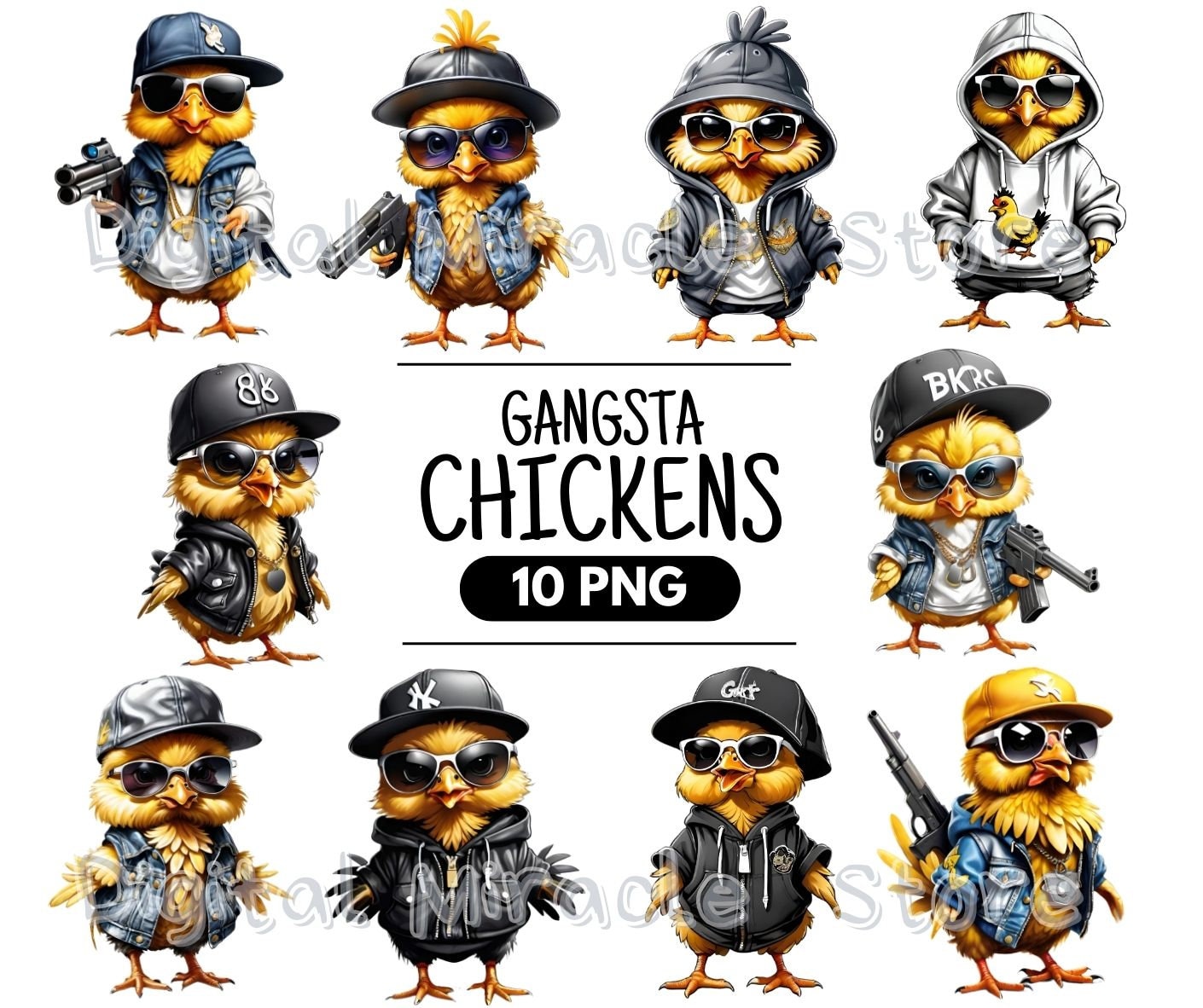 Gangsta Chicken, Chickens With Guns, Chickens in Clothes Clipart ...