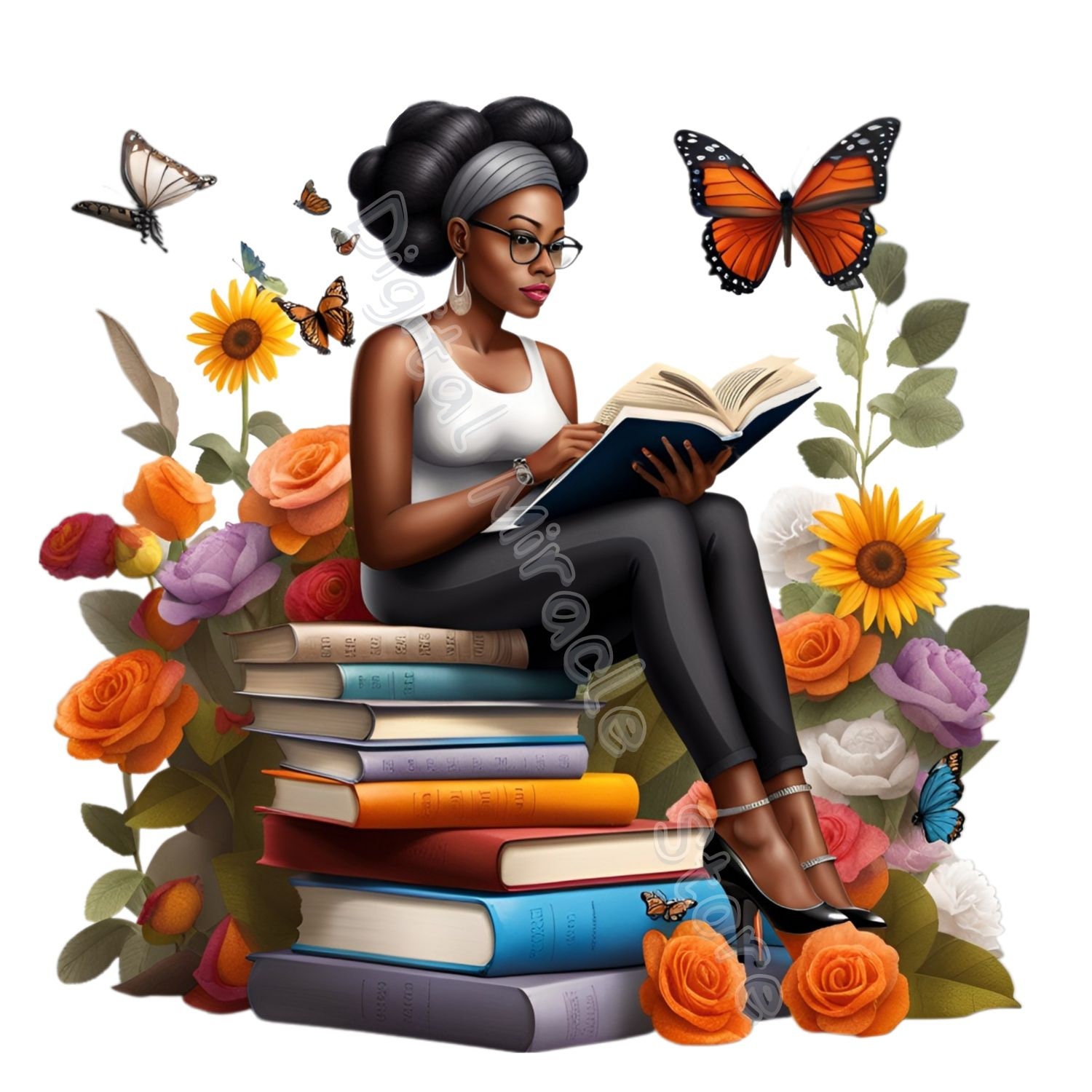 Black Woman Reading PNG, Reading Black Girl, Bookworm Black Girl ...