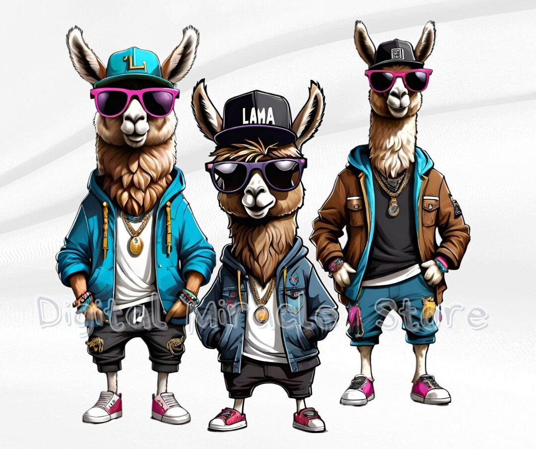 Hip Hop Llama, Llama PNG, Llama Glasses, Cool Llama, Alpaca Clipart ...