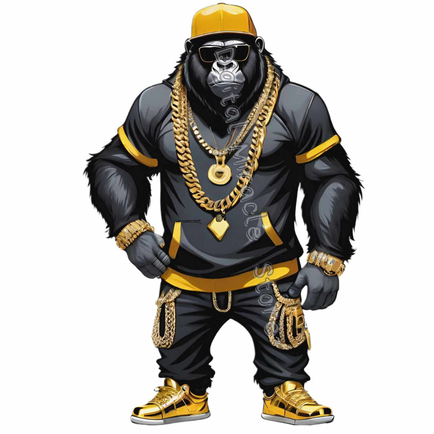 Urban Gorilla, Hip Hop Gorilla, Gorilla Clipart, Gorilla Sublimation ...
