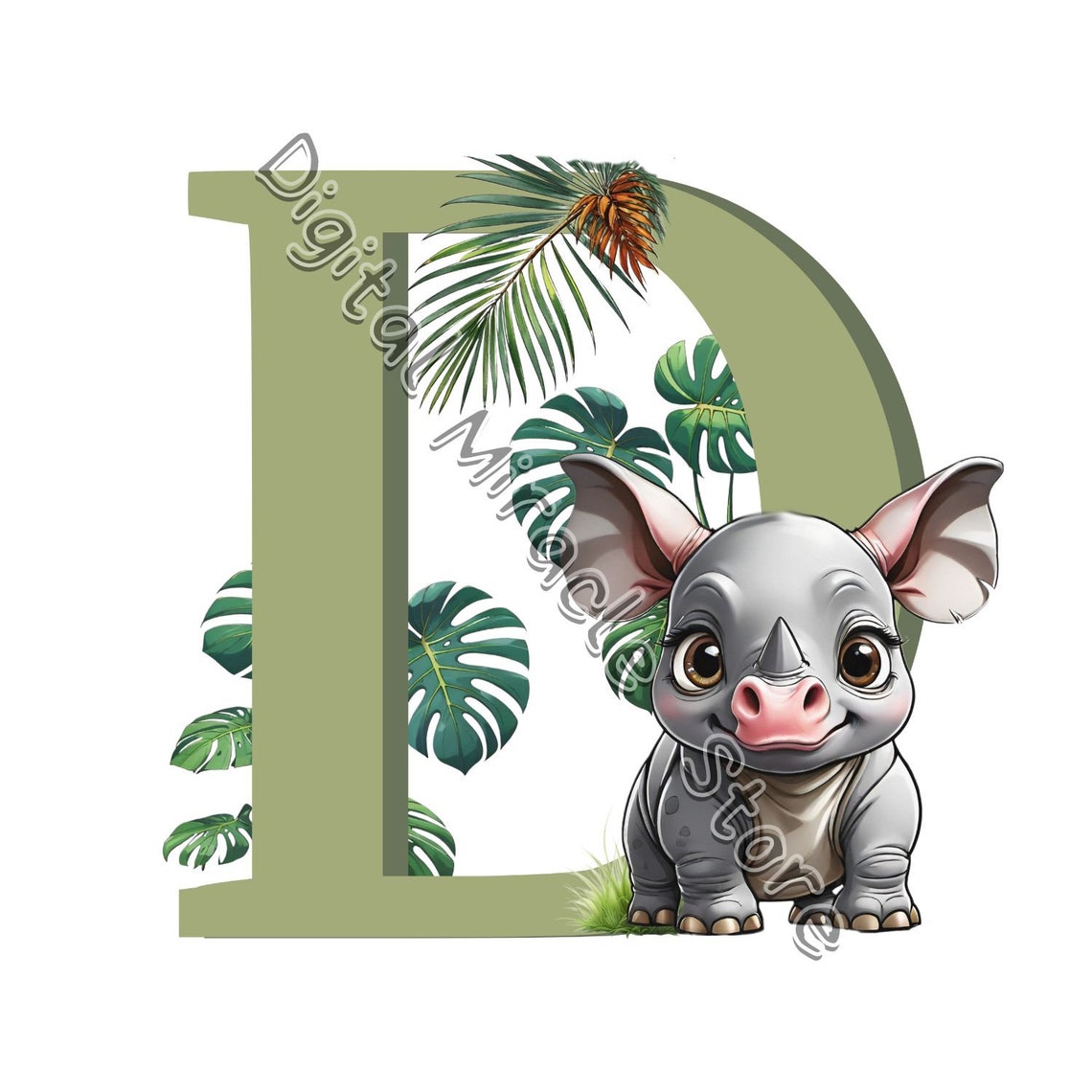 Letter D, Jungle Alphabet, Cute Safari Animals Clipart, Jungle Animal ...