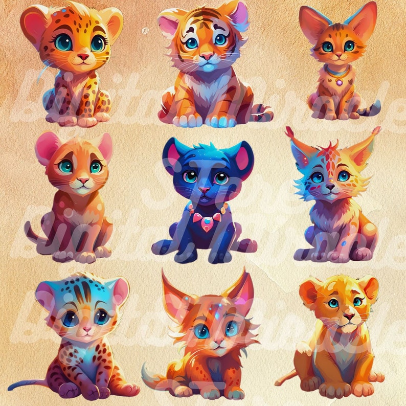 Cute Cat Clipart, Cute Big Cats Clipart, Magical Cat Clipart, Cute ...